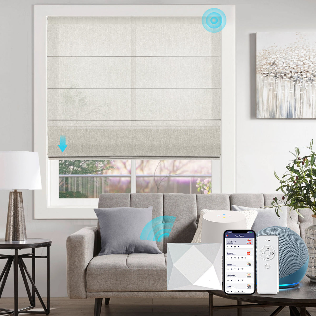 CAPRI Motorized Roman Shades – Breezy Elegance with Smart Control