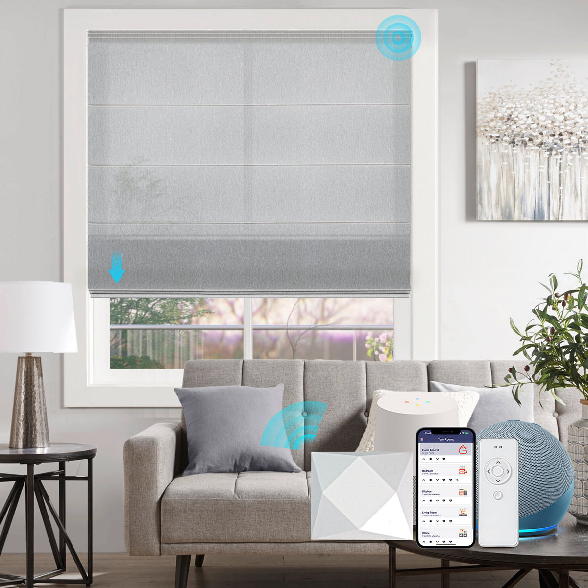 CAPRI Motorized Roman Shades – Breezy Elegance with Smart Control