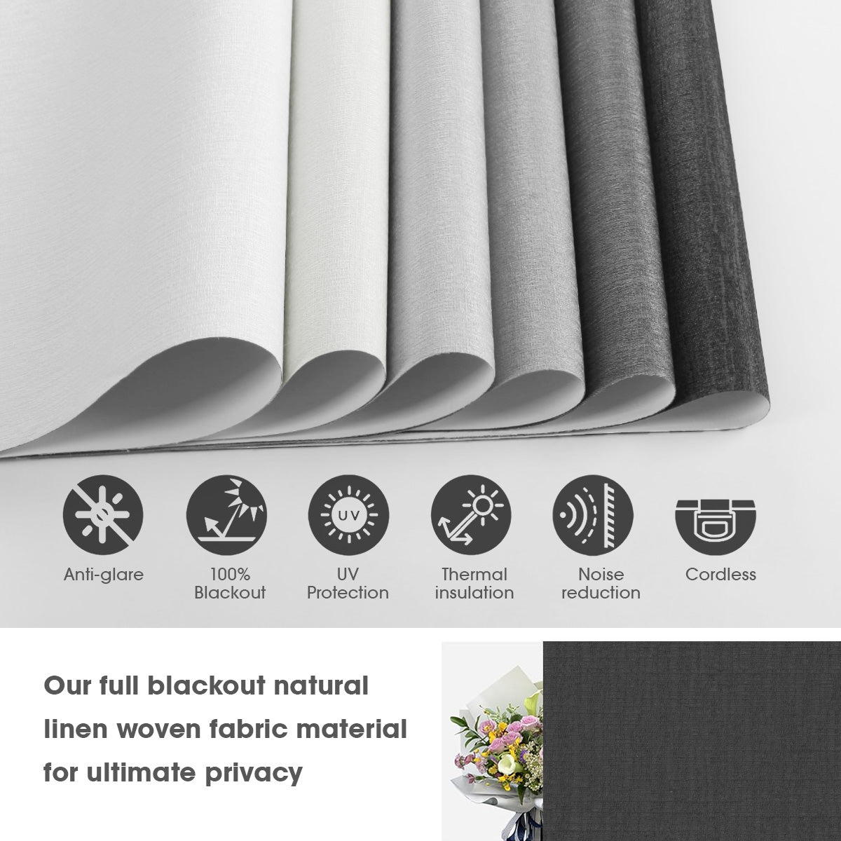 SERENA Blackout Motorized & Manual Roller Shades | Go Smart Blinds